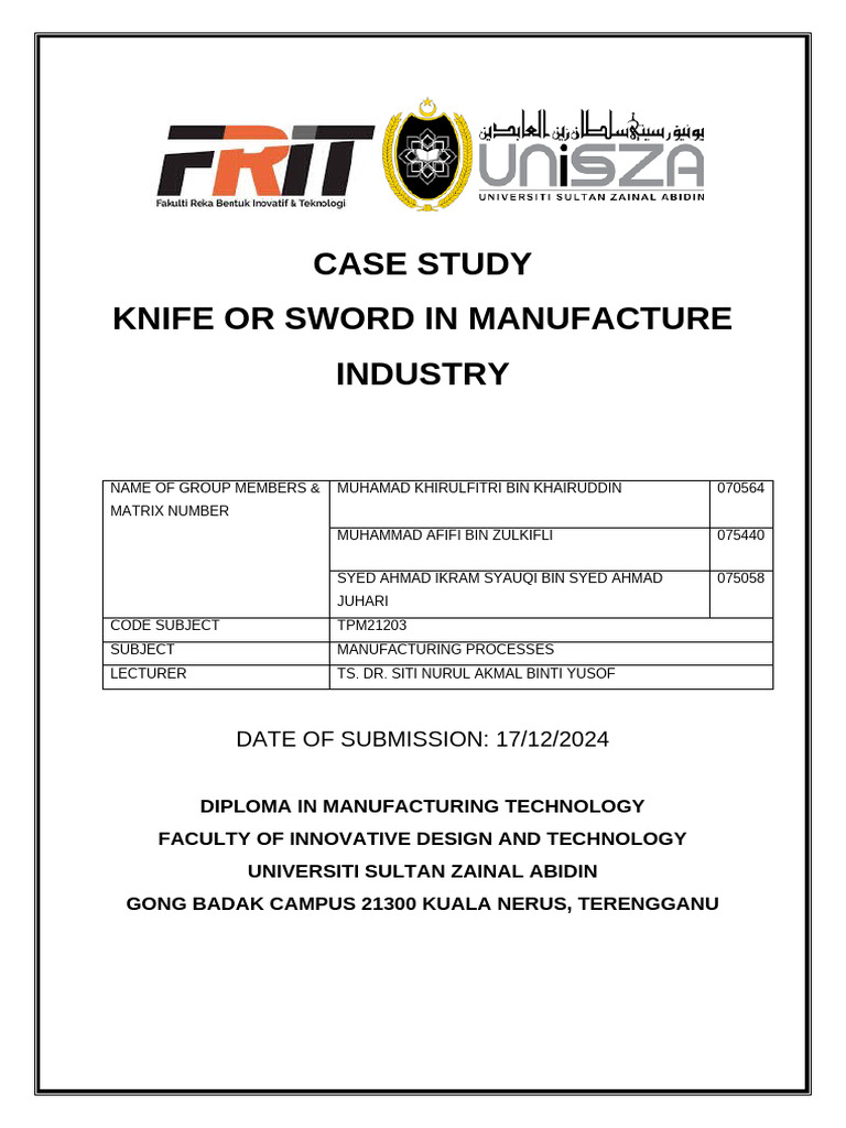 Case Study Knife Sword | PDF | Blade | Knife