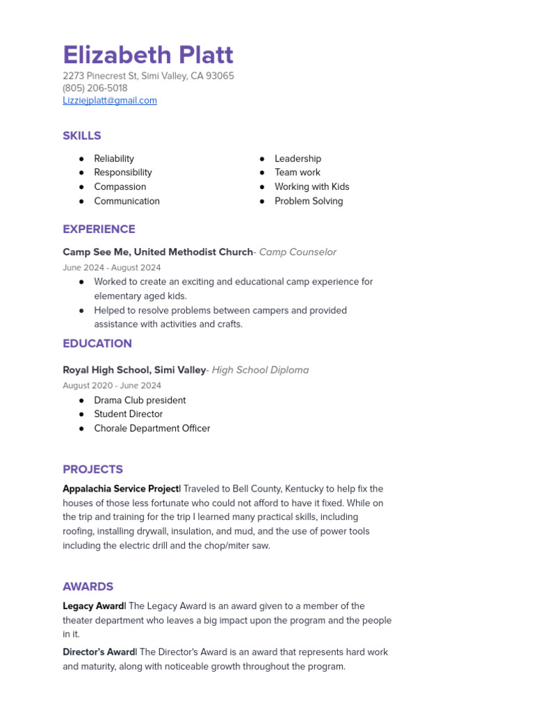Elizabeth Platt: Skills | PDF