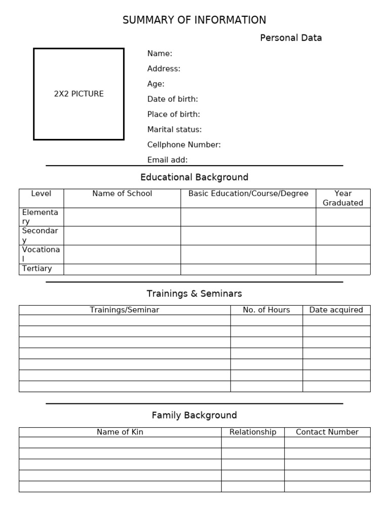 SUMMARY OF INFORMATION | PDF