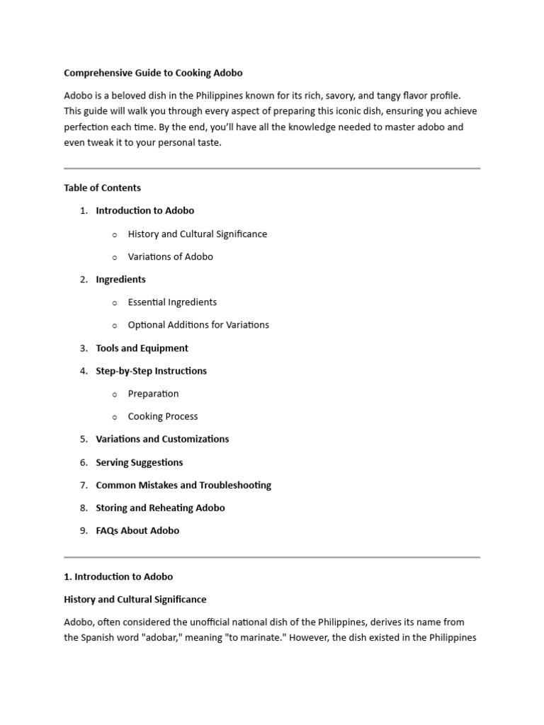 Step-by-Step Adobo Cooking Guide | PDF | Asian Cuisine | Foods