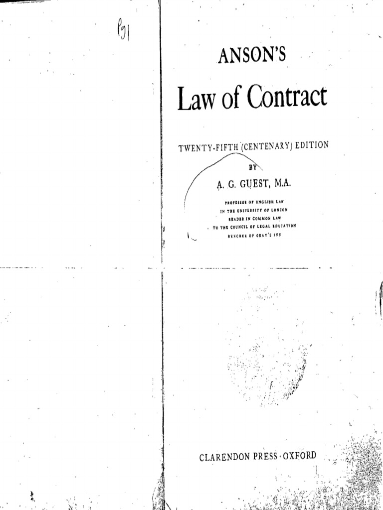 Anson's Law of Contract. 25th Ed | PDF