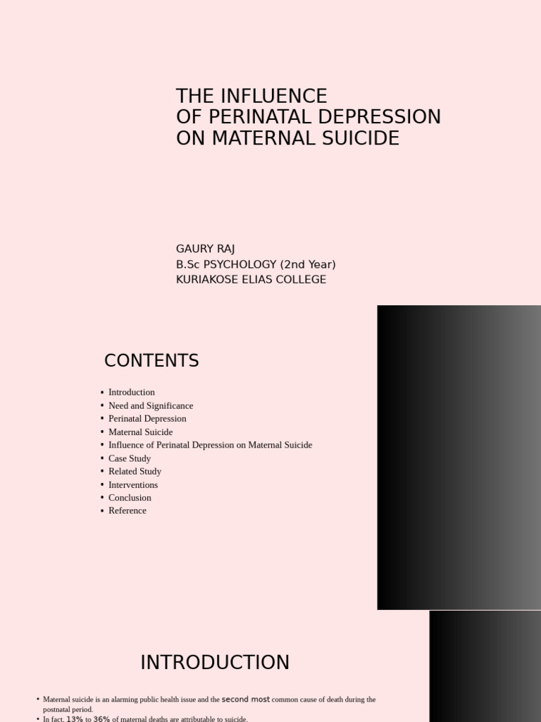 Perinatal Depression and Maternal Suicide 2 | PDF | Major Depressive ...