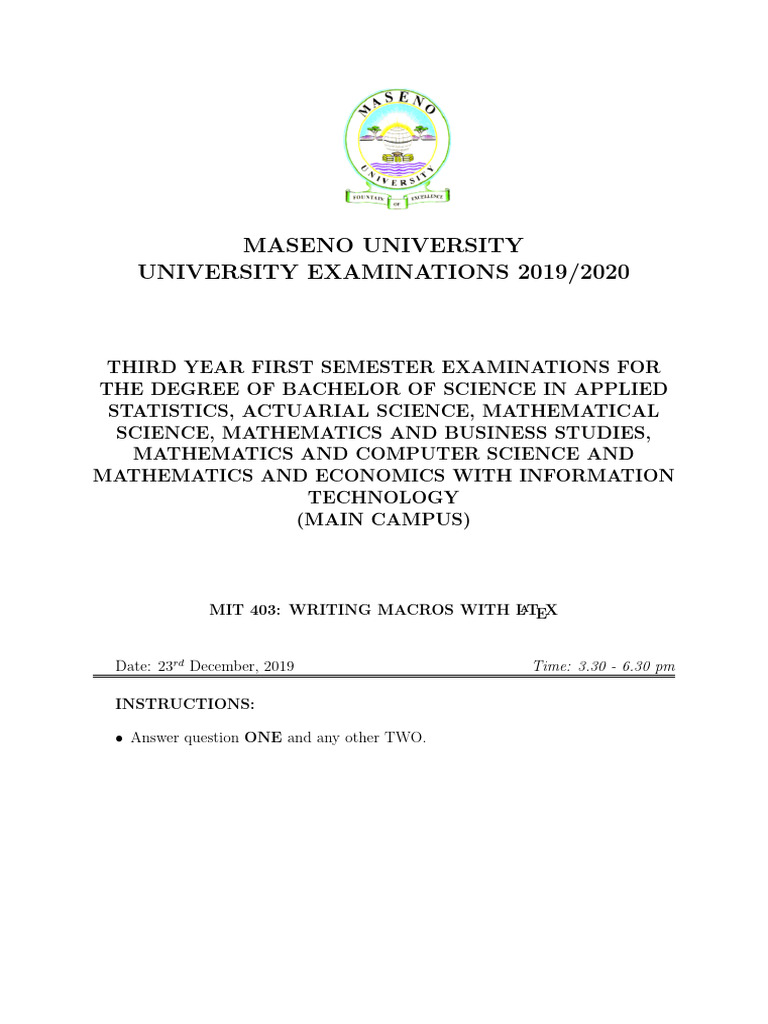 LaTeX Macros Exam Paper 2019 | PDF | Linear Algebra | Abstract Algebra