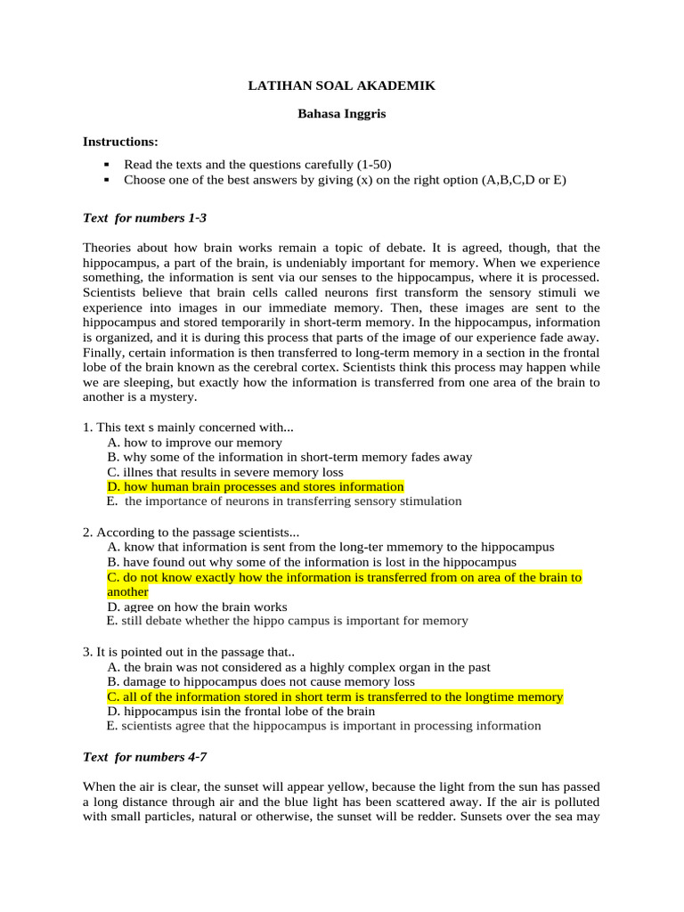 BIG 3 | PDF | Memory | Sunset