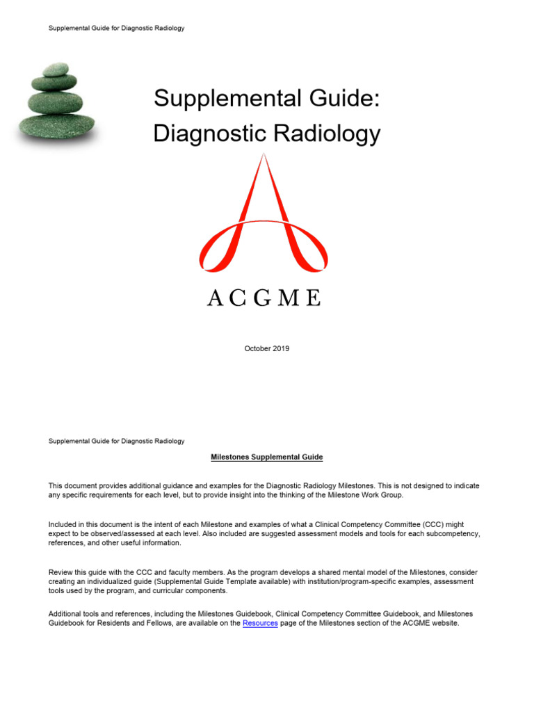 Milestones Supplemental Guide ACGME | PDF | Radiology | Medical Imaging