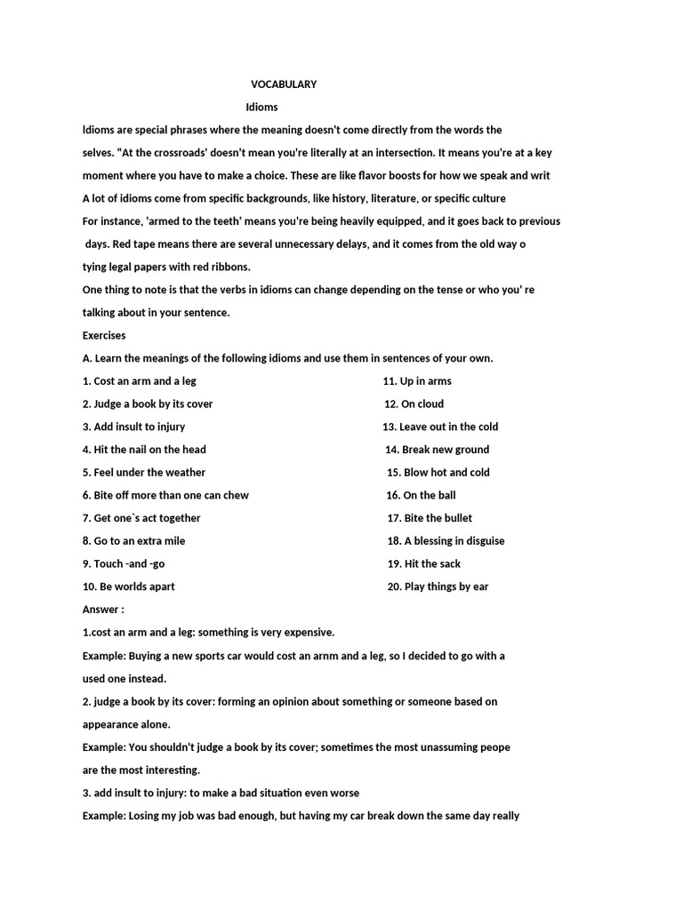 Unit-4 (Vocabulary, Idioms, Speaking, Writing) | PDF | Computer ...