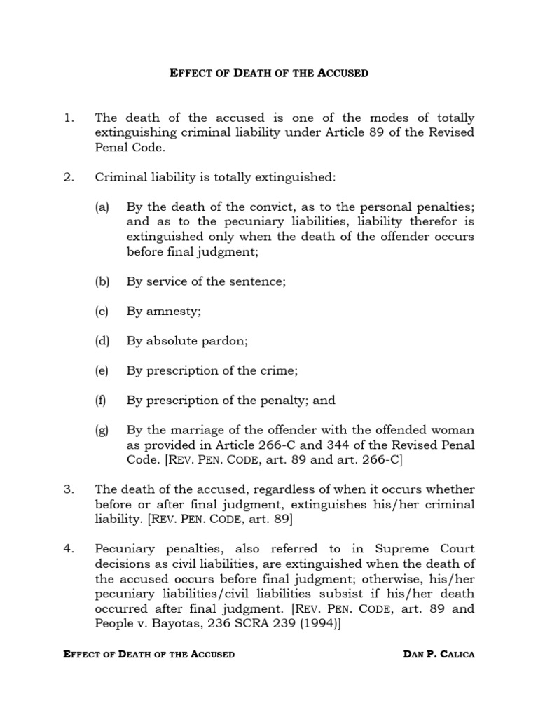 Impact of Accused's Death on Liability | PDF | Statute Of Limitations ...