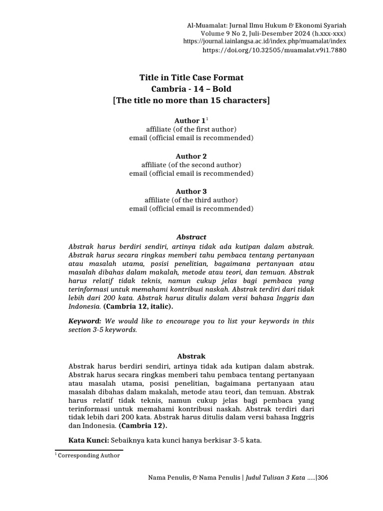 Template Al-Muamalat 2024 | PDF