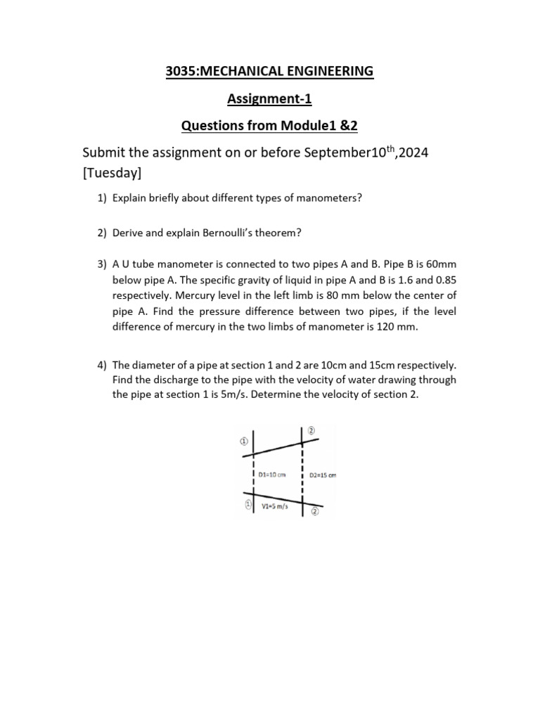 3035 - Mechanical Engineering Assignment 1 | PDF