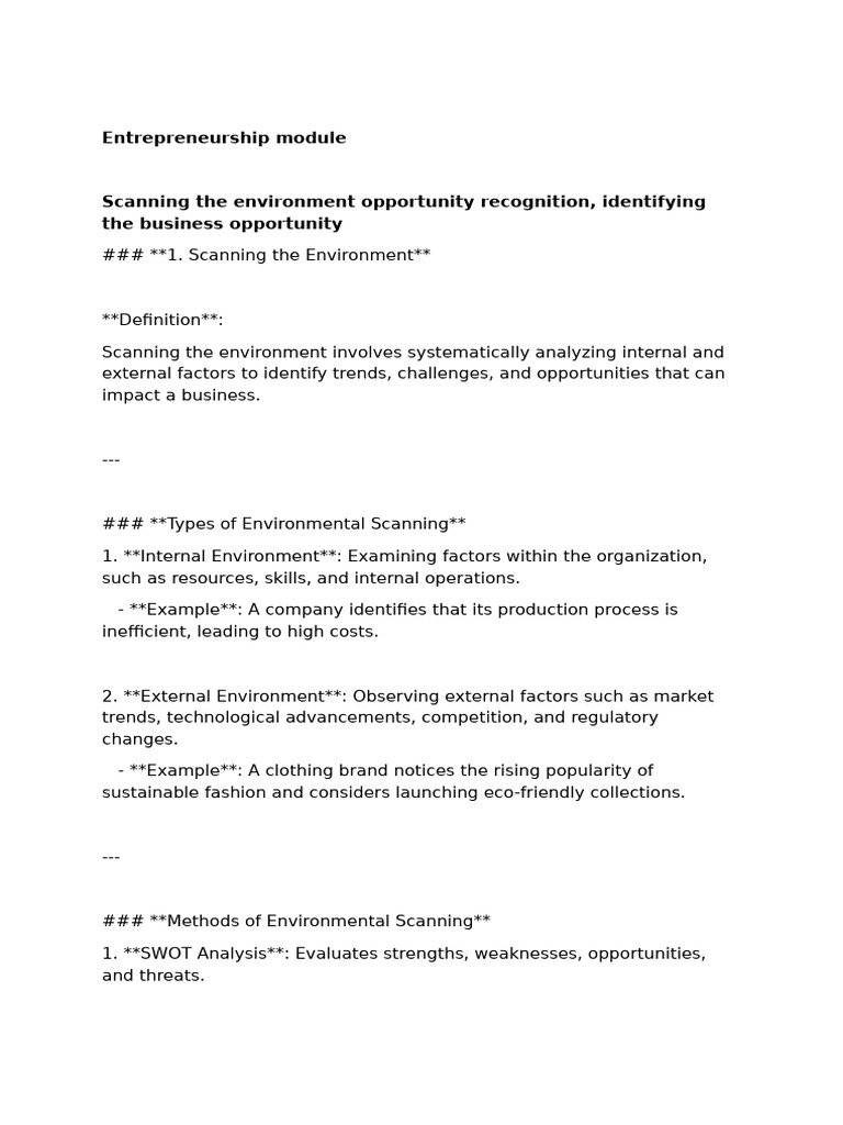 Entrepreneurship Module 3 | PDF | Swot Analysis | Feasibility Study