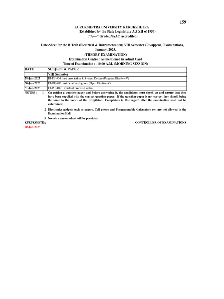 159 Elect Inst VIII Sem | PDF