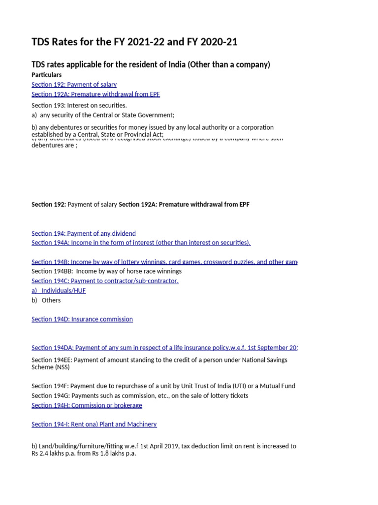 TDS Slab Rates | PDF | Capital Gains Tax | Bonds (Finance)