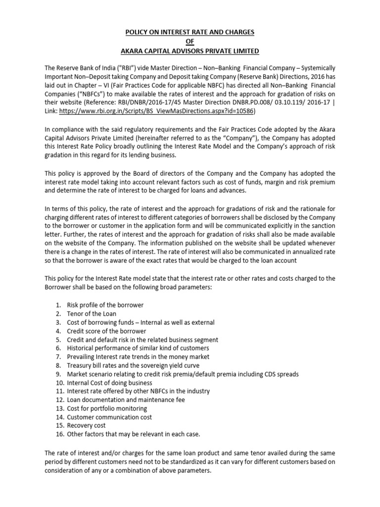 Akara Capital Interest Rate Policy | PDF | Interest | Annual Percentage Rate