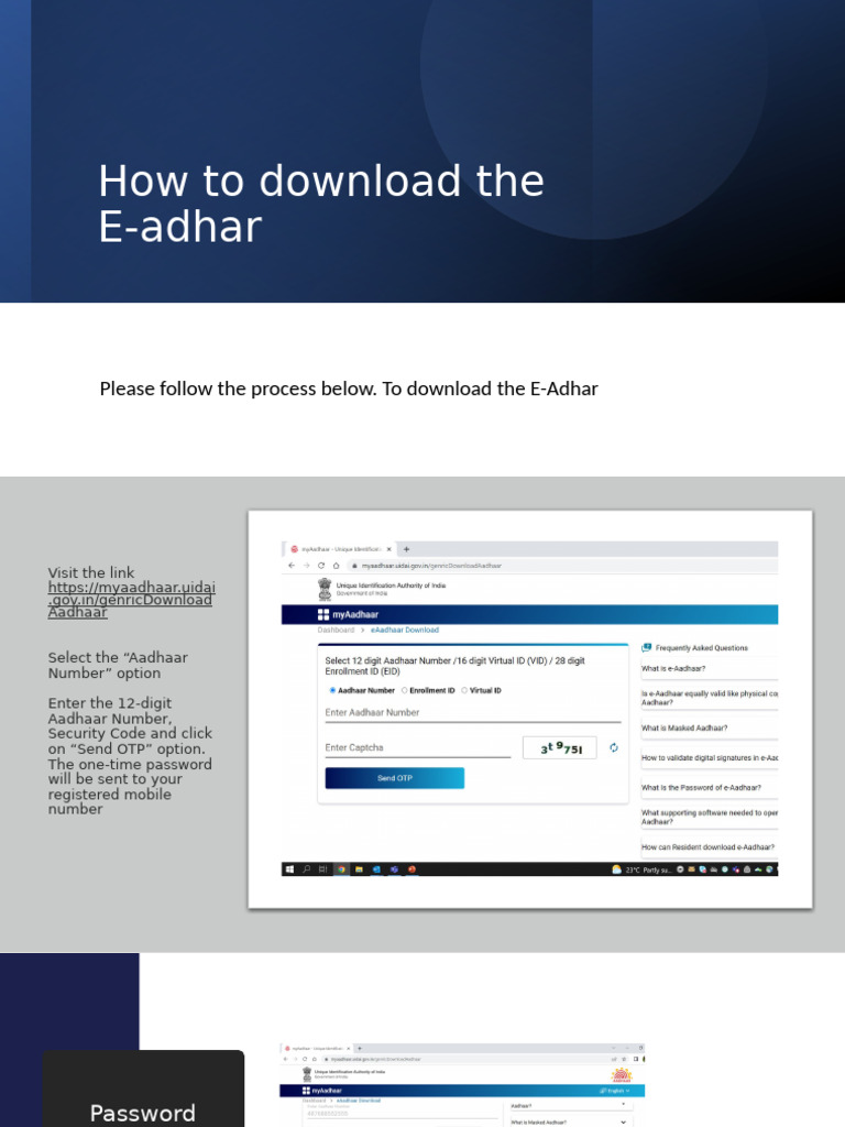 E-Aadhaar Download Guide | PDF
