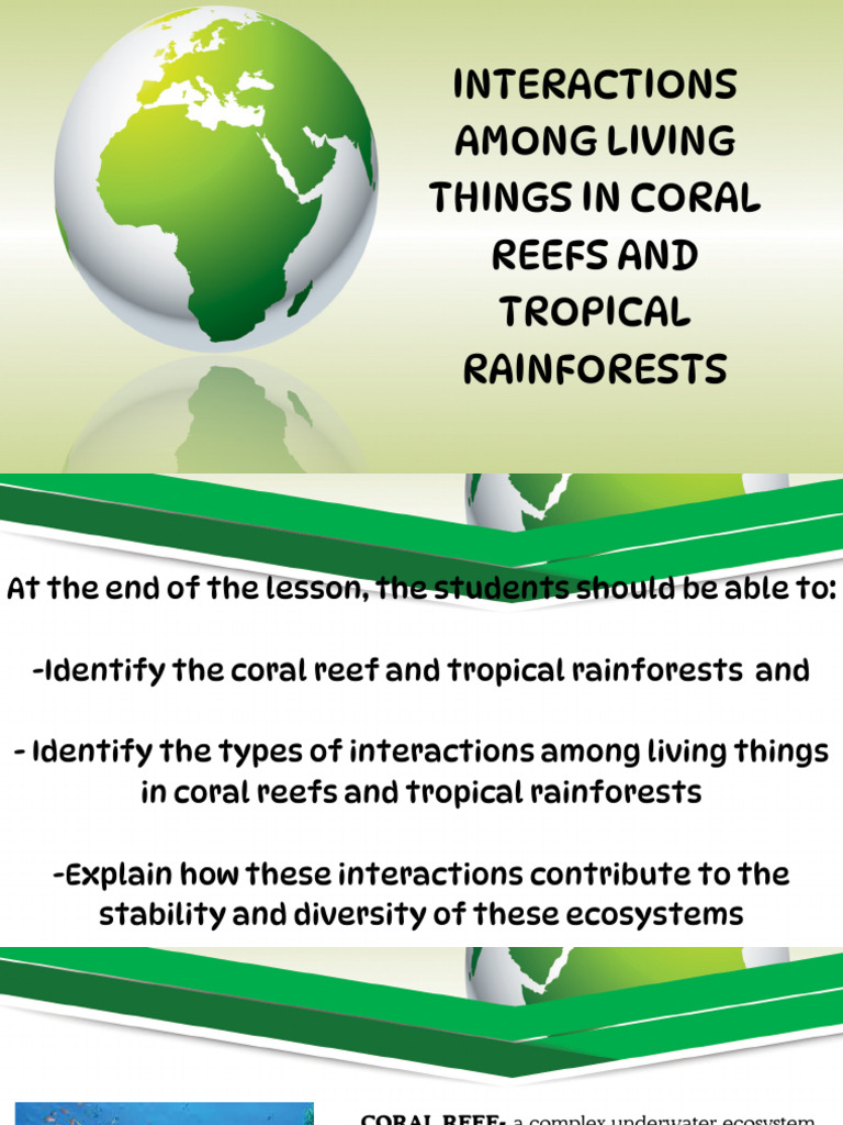 Interactions Among Living Things in Coral Reefs and Tropical ...