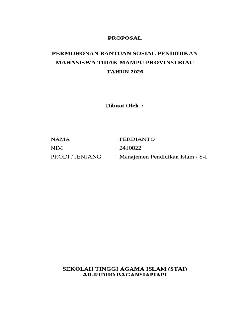 Format Pengajuan Beasiswa Provinsi 2026 | PDF