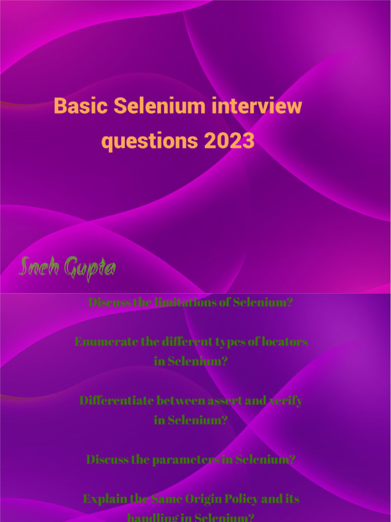 Basic Selenium Interview Questions 2023 | PDF