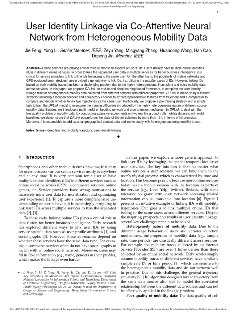 User Identity Linkage via Co-Attentive Neural Network Using Heterogeneous Mobility Data PDF ...