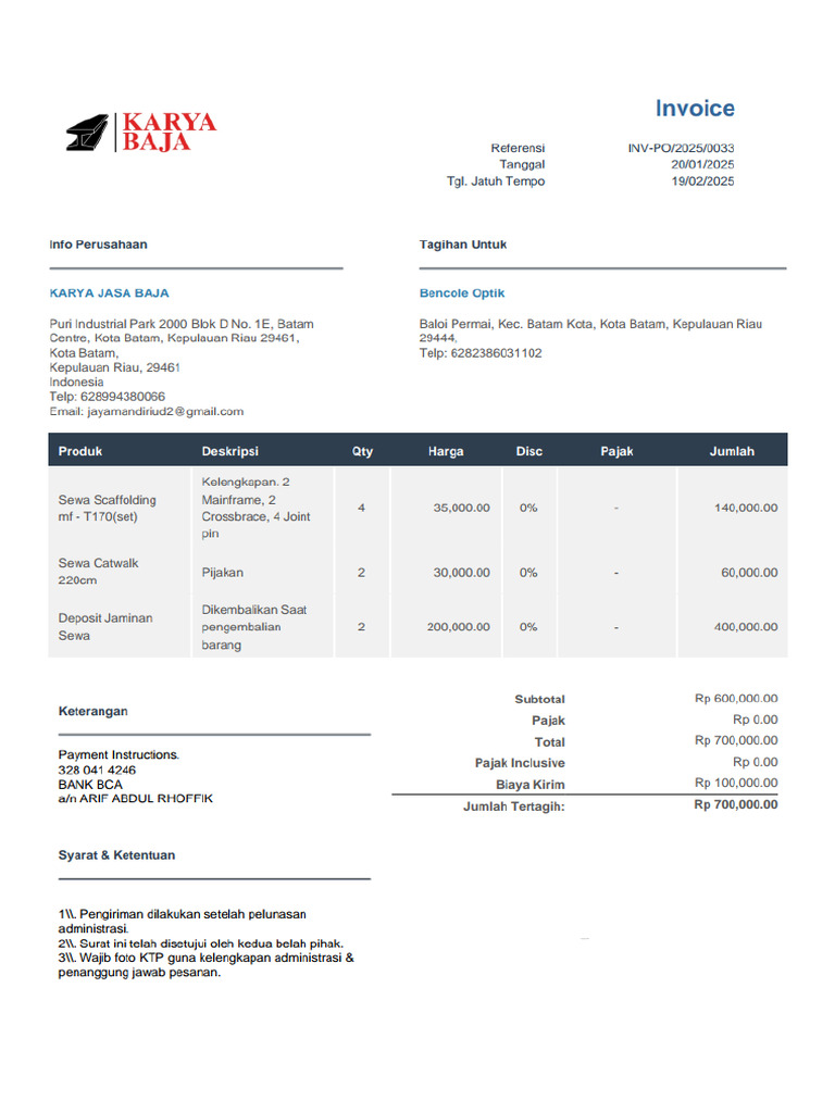 Inv Sal Inv-Po 2025 0033 | PDF