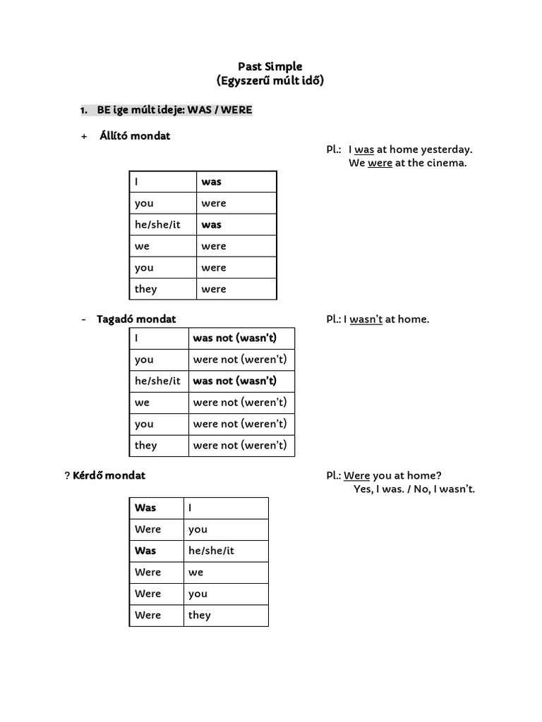 Past Simple_handout | PDF