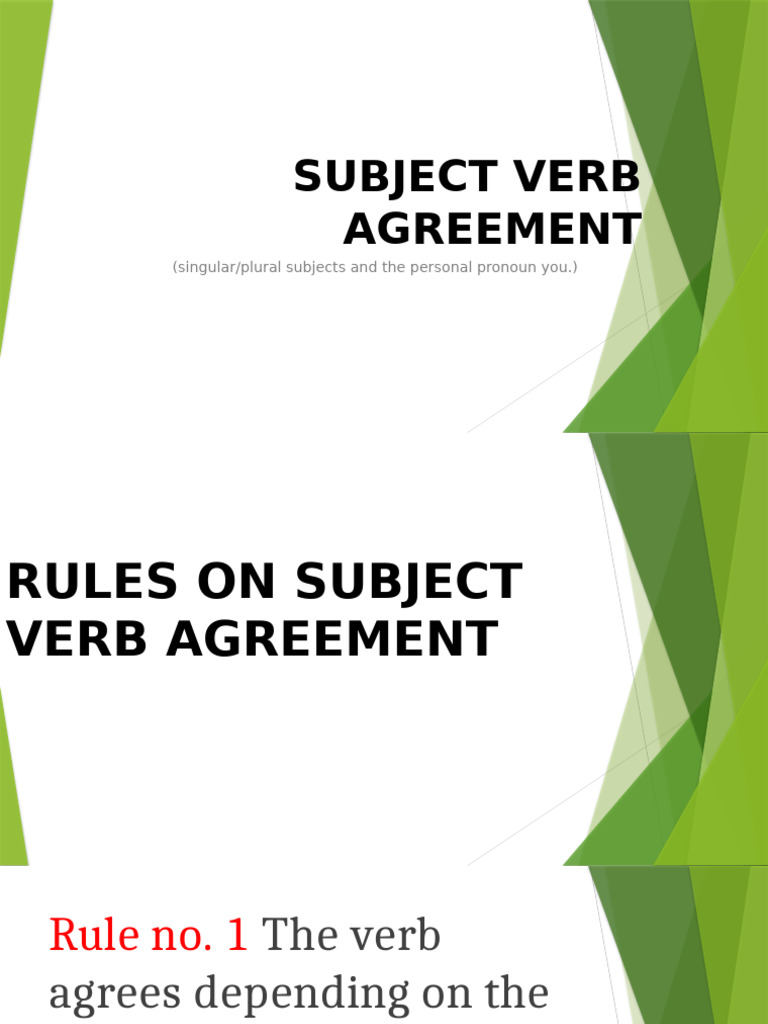 Subject-Verb Agreement Rules Explained | PDF | Grammatical Number | Pronoun