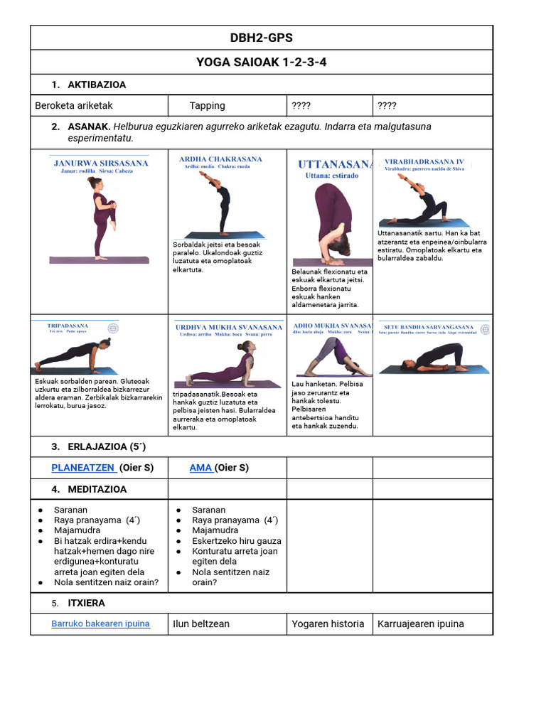 DBH2 - Yoga Saioak 1-2-3-4 | PDF