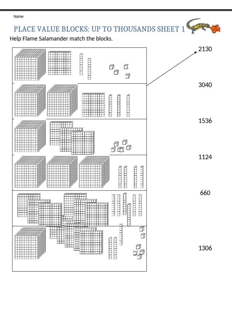 Place Value Blocks Up To Thousands | PDF
