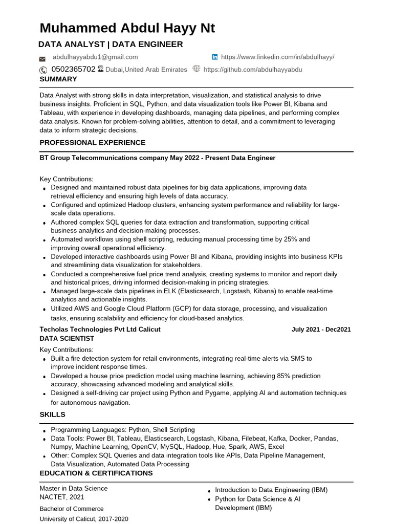 CV_ABDULHAYY_NT (1) | PDF | Data Science | Data