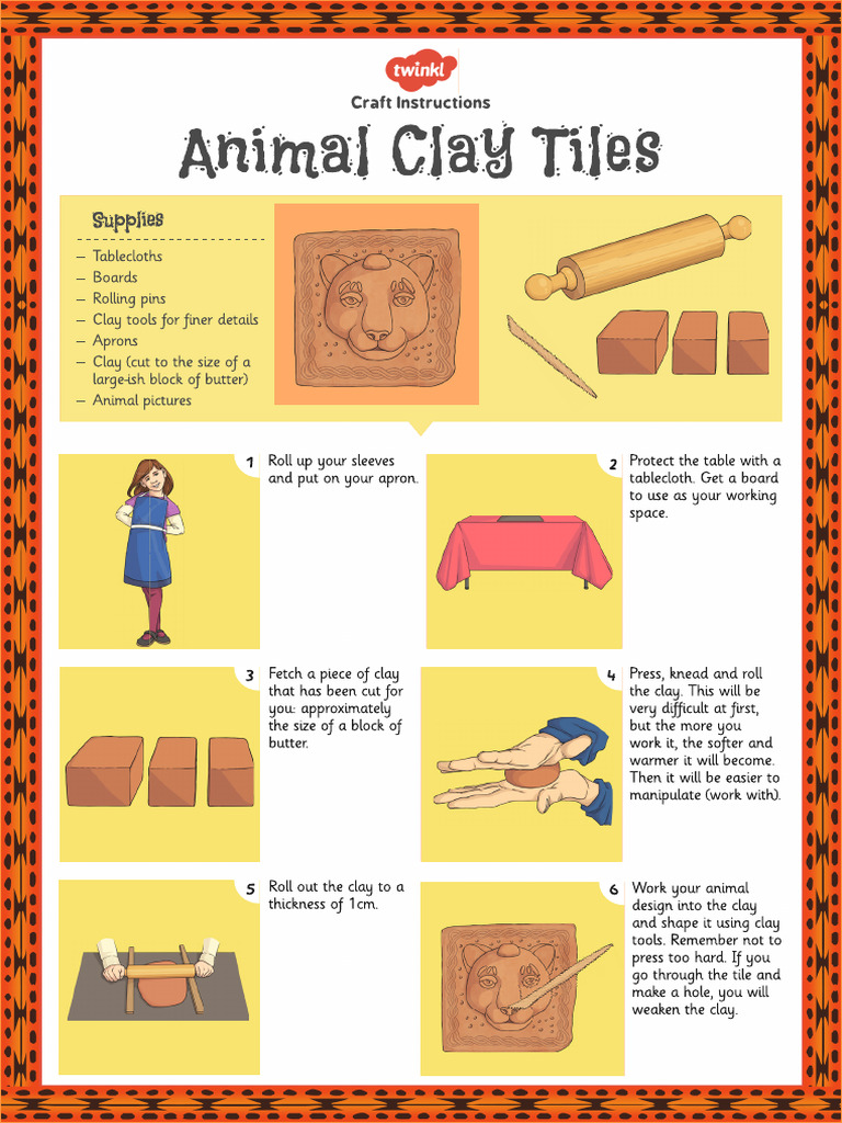 Animal Clay Tiles Craft Instructions | PDF