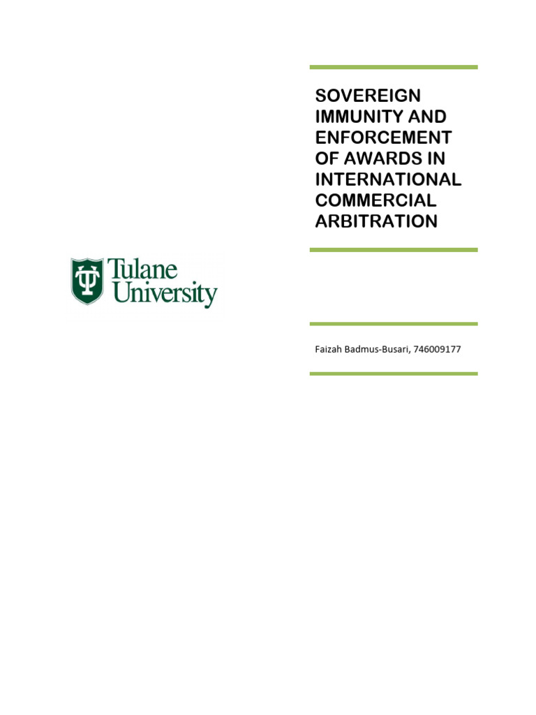 Sovereign Immunity in Arbitration | PDF | Arbitration | Sovereign Immunity