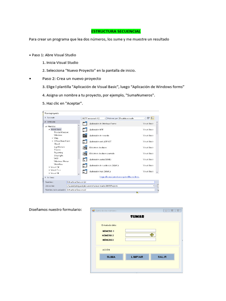 Guía Básica: Suma en Visual Basic | PDF
