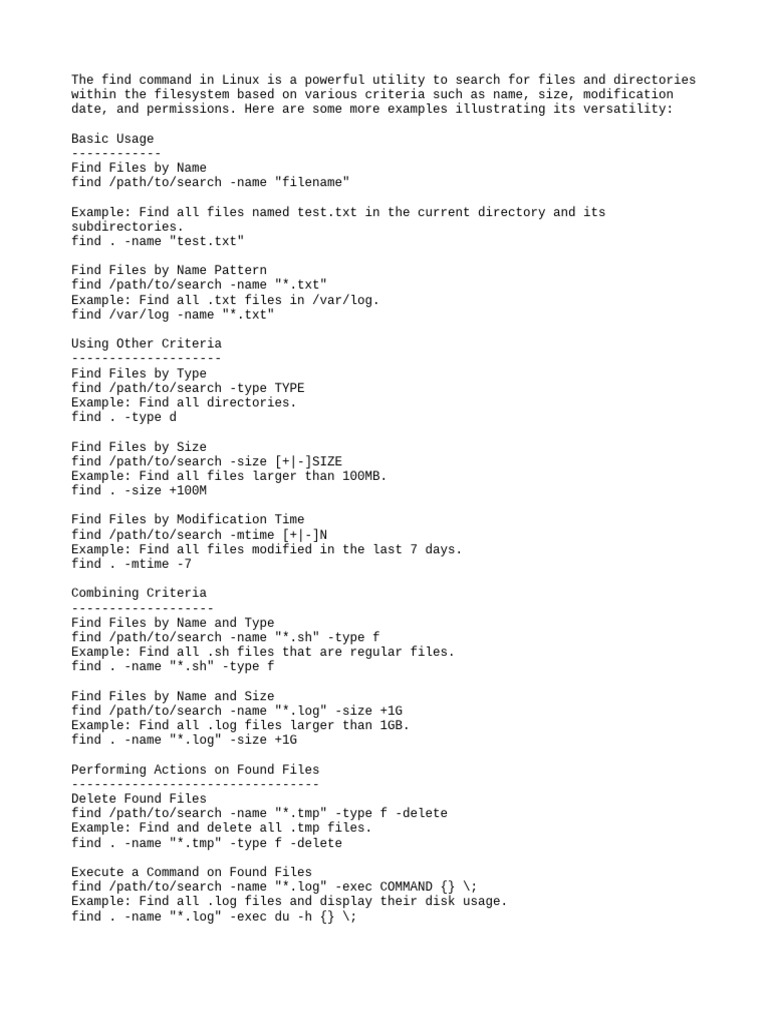 Find Command | PDF | Computer File | Filename Find Command | PDF | Computer File | Filename