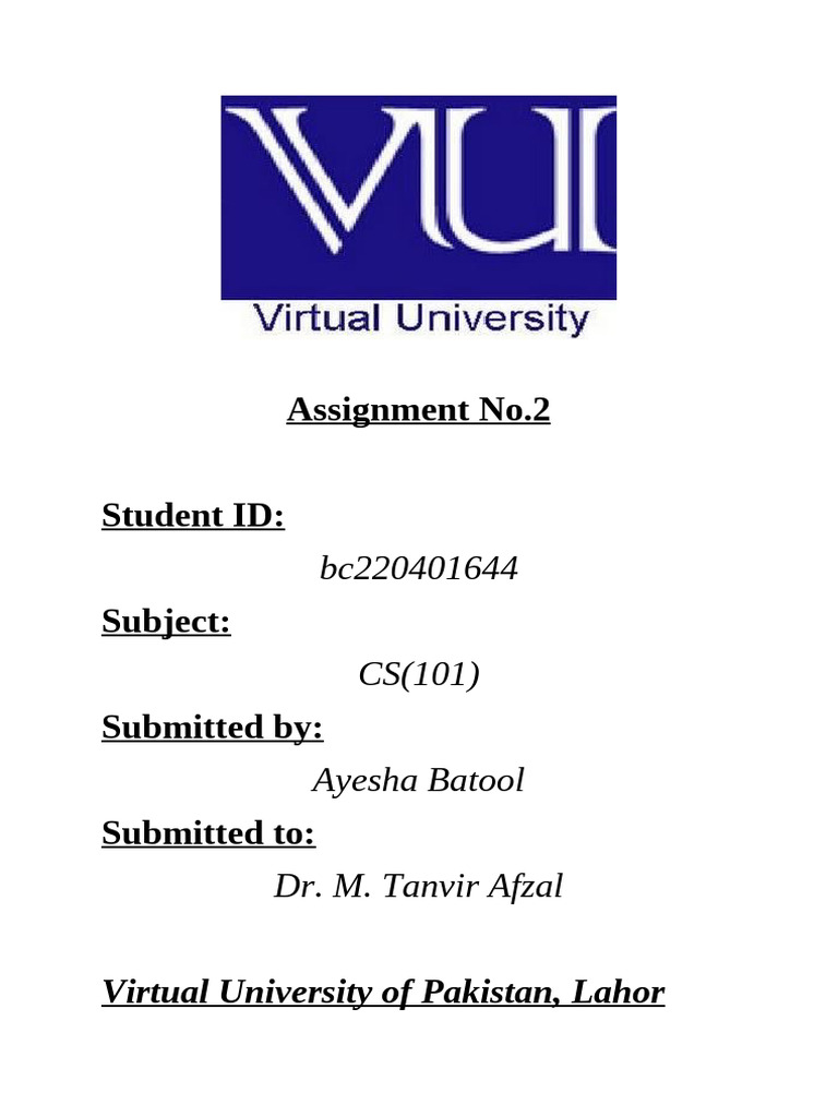 CS 101 Assignment No 2 | PDF
