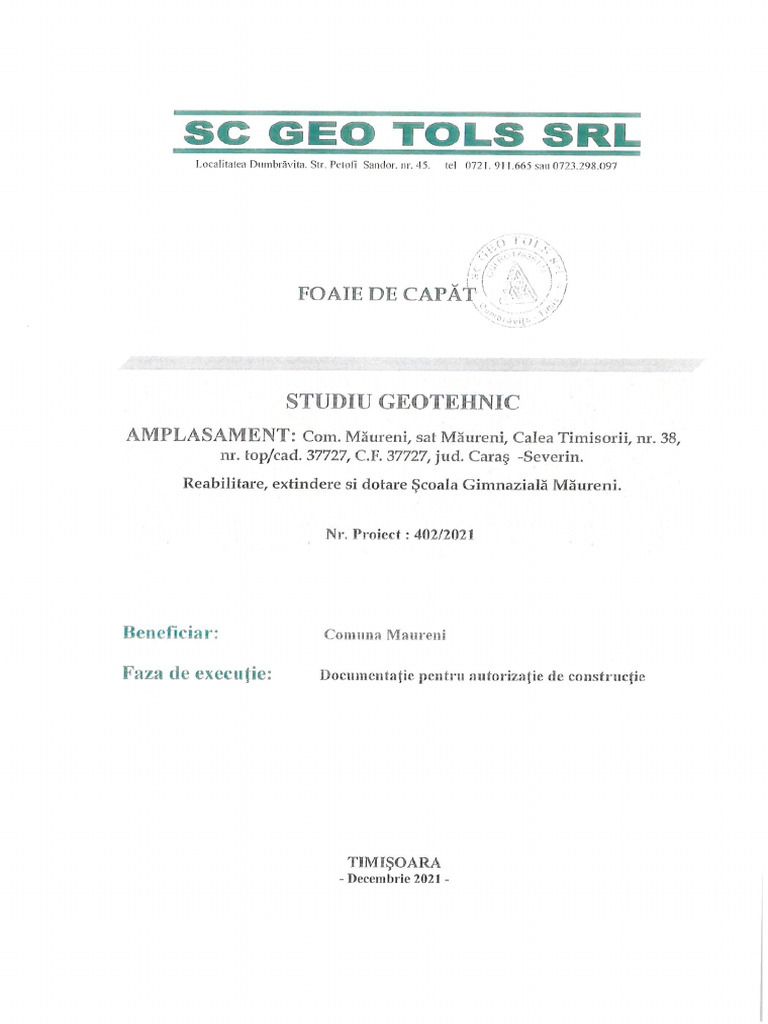 Studiu Geotehnic | PDF