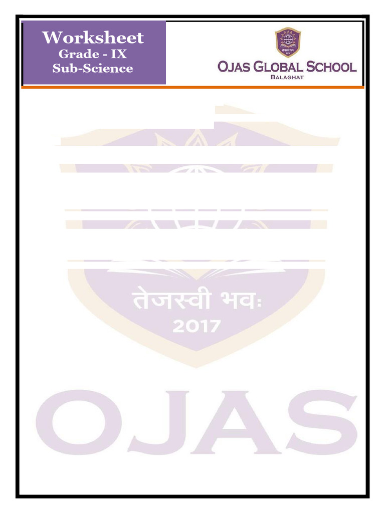Work Sheet Class9th Science | PDF