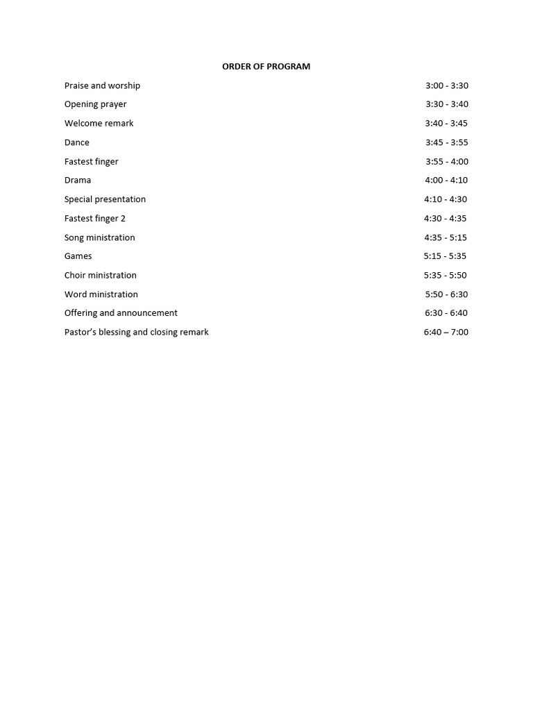 Event Program Schedule Outline | PDF