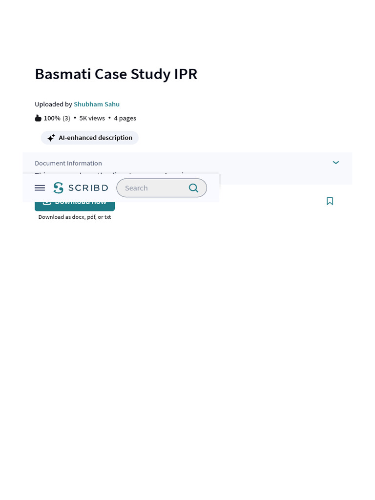 Basmati Case Study IPR: This Case Analyzes The Dispute Over An American | PDF | Scribd ...