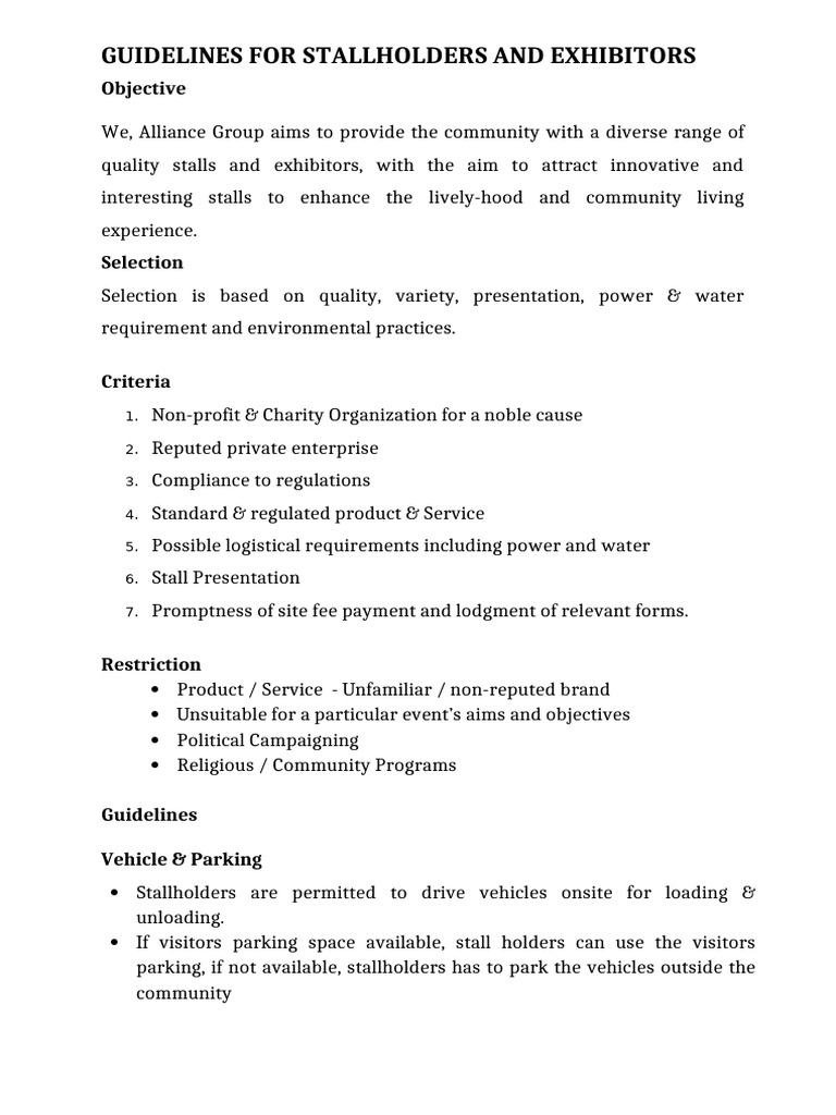 Guideline for Stalls | PDF | Payments | Leak