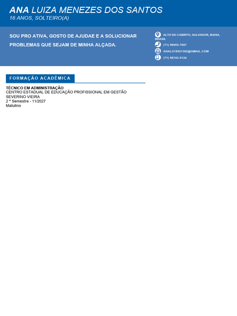 Currículo - Ana Santos | PDF