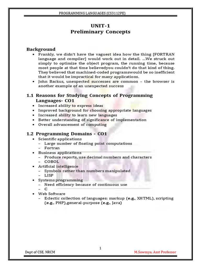 PPL Study Material 241212 061141 | PDF | Variable (Computer Science) | Programming