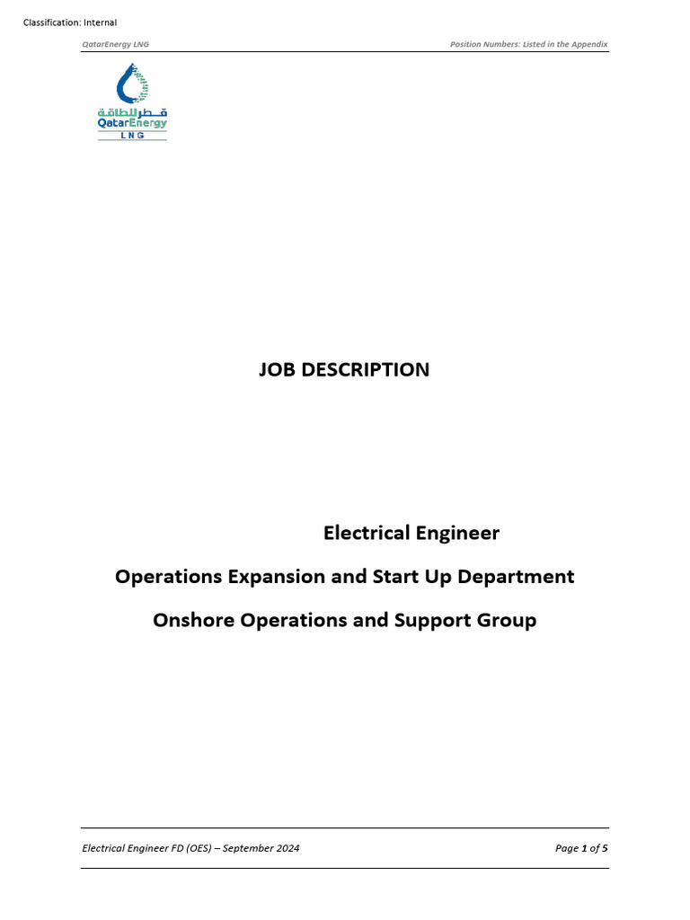 JD - Electrical Engineer (OES) | PDF | Ac Power | Electricity