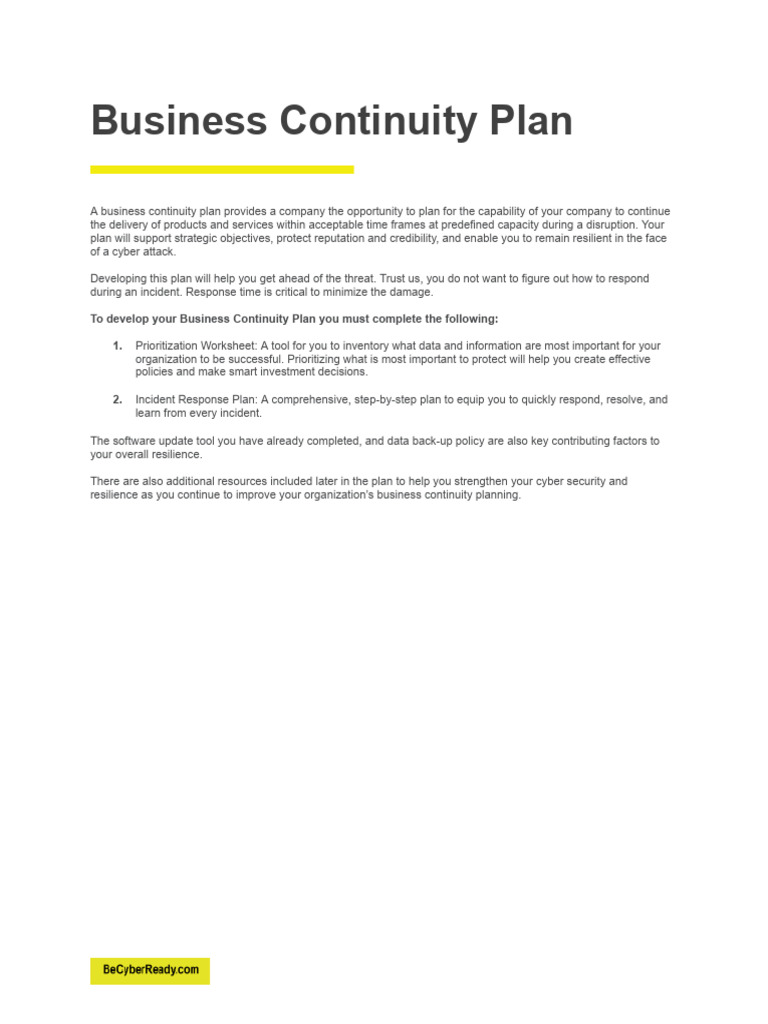 Business Continuity Plan | PDF | Computer Security | Security