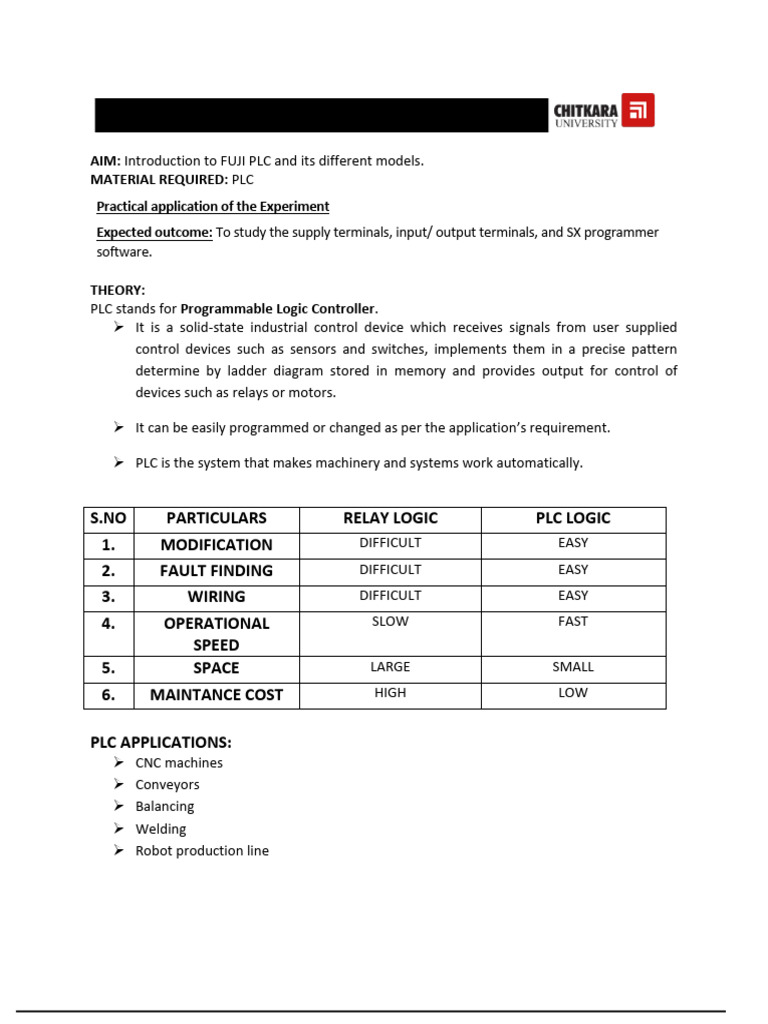 Introduction to FUJI PLC Programming | PDF | Programmable Logic ...