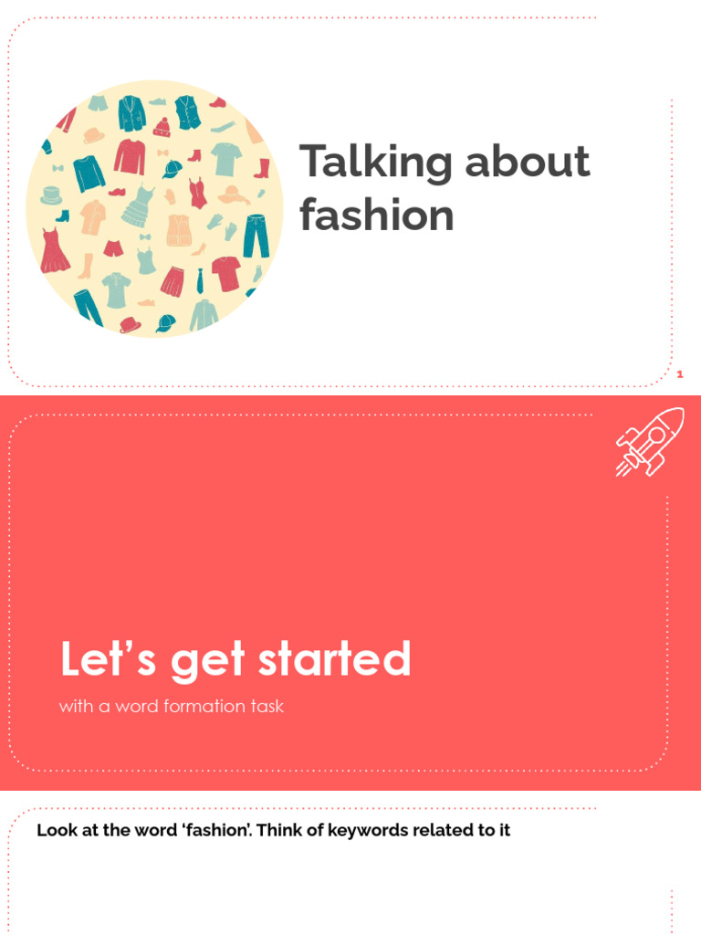 Fashion Vocabulary and Discussion Guide | PDF | Clothing | Fashion