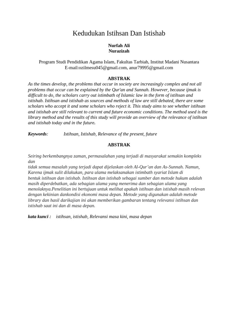 Kedudukan Istihsan Dan Istishab | PDF