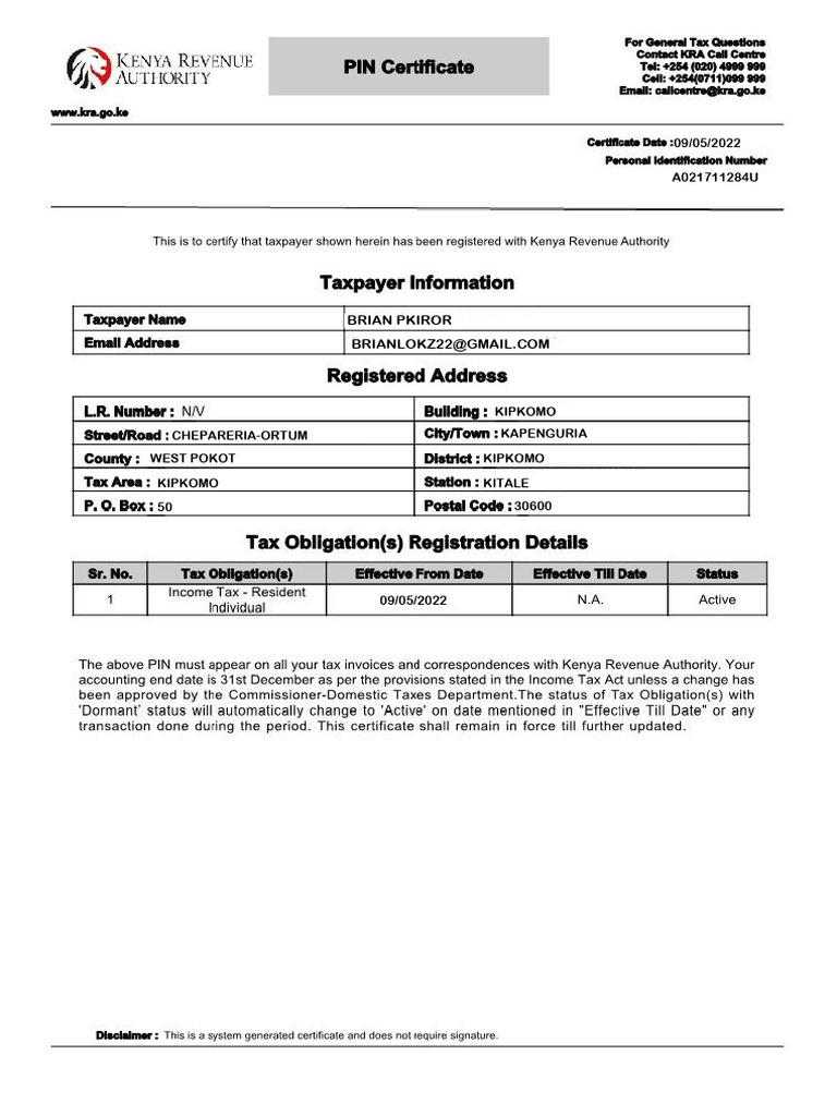 Pin certifiicate | PDF