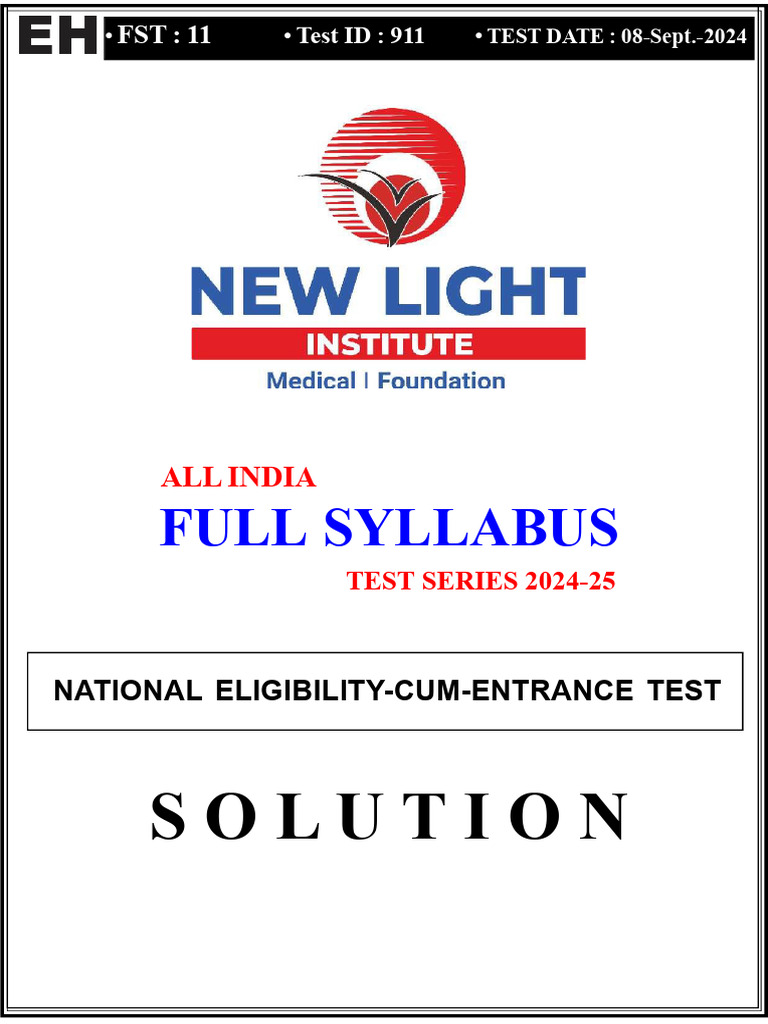 FST-11 (8-Sept-2024) (EH) Solution | PDF | Classical Mechanics | Motion (Physics)