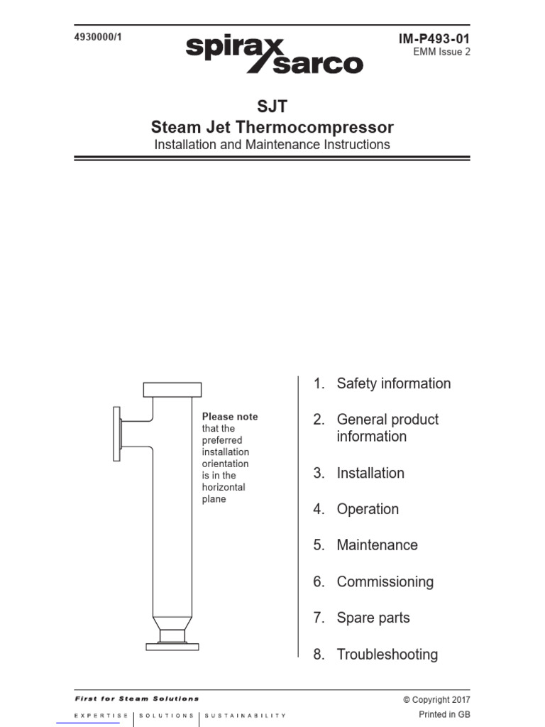 Steam Jet Thermocompressor - Installation & Maintenance Instructions ...