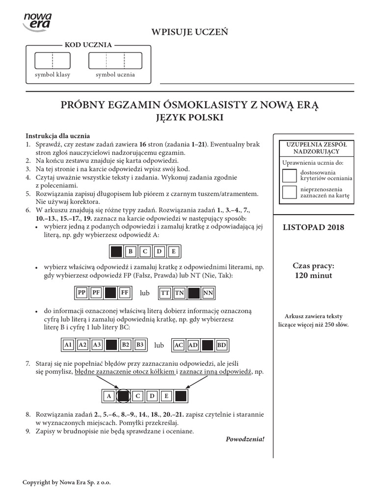 2018 NE Arkusz | PDF