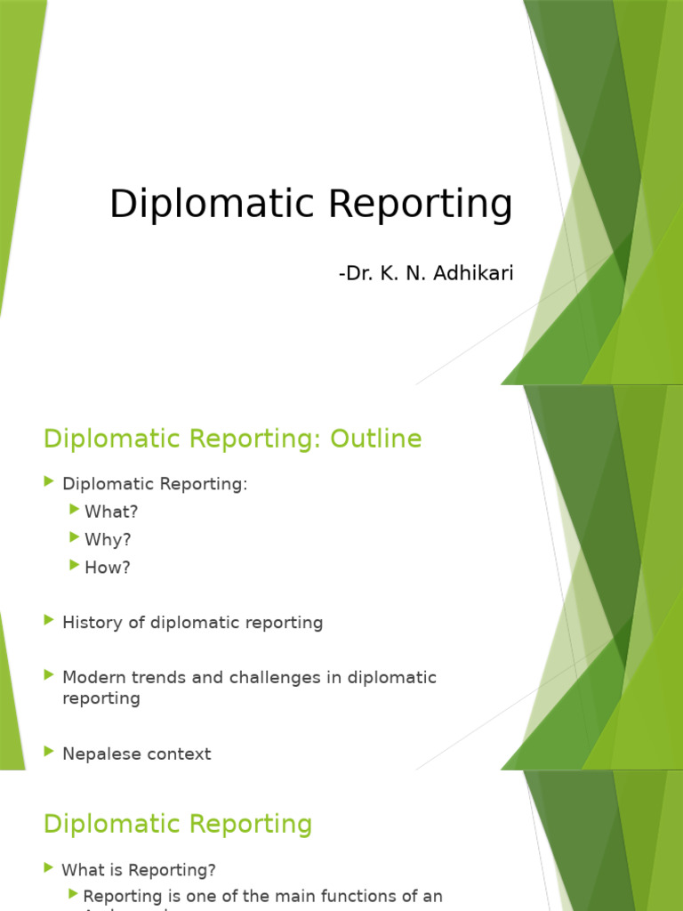 Overview of Diplomatic Reporting | PDF | Ambassador | Peace